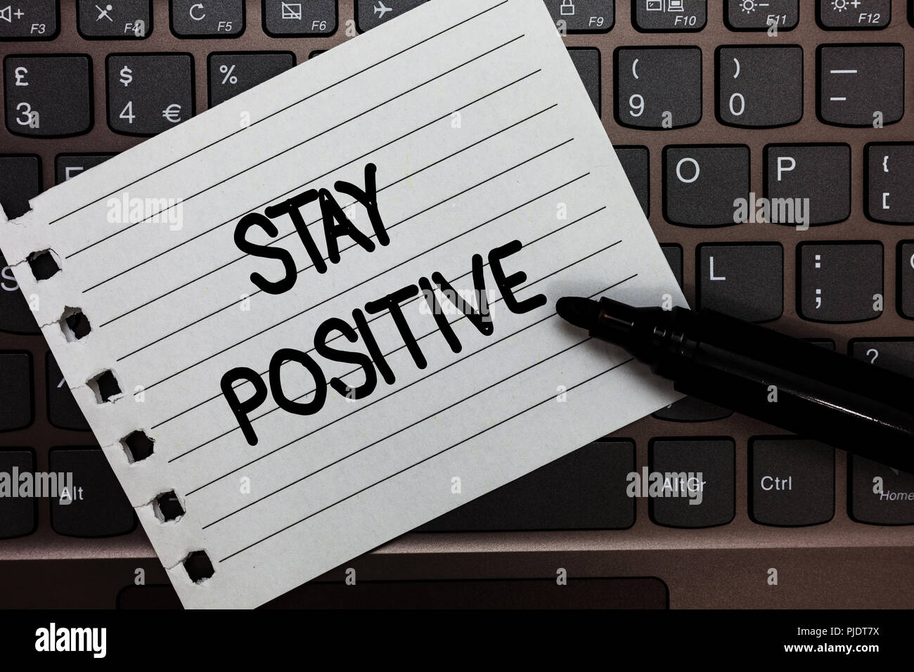 Text sign showing Stay Positive. Conceptual photo Engage in Uplifting ...