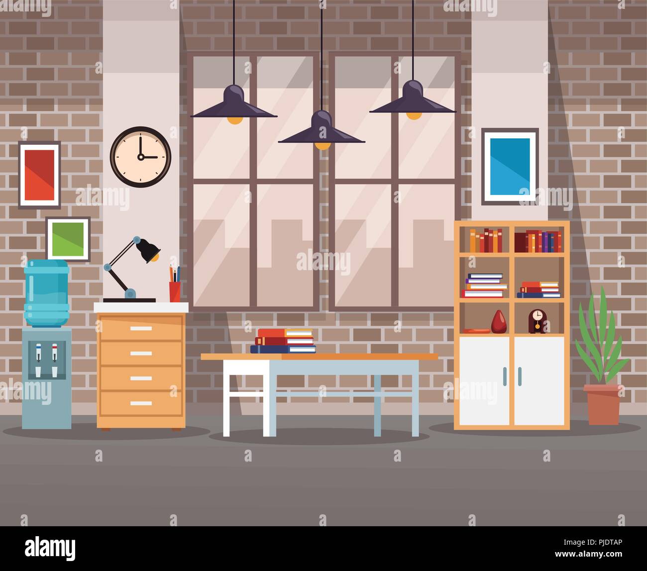 Office interior scenery Stock Vector Image & Art - Alamy