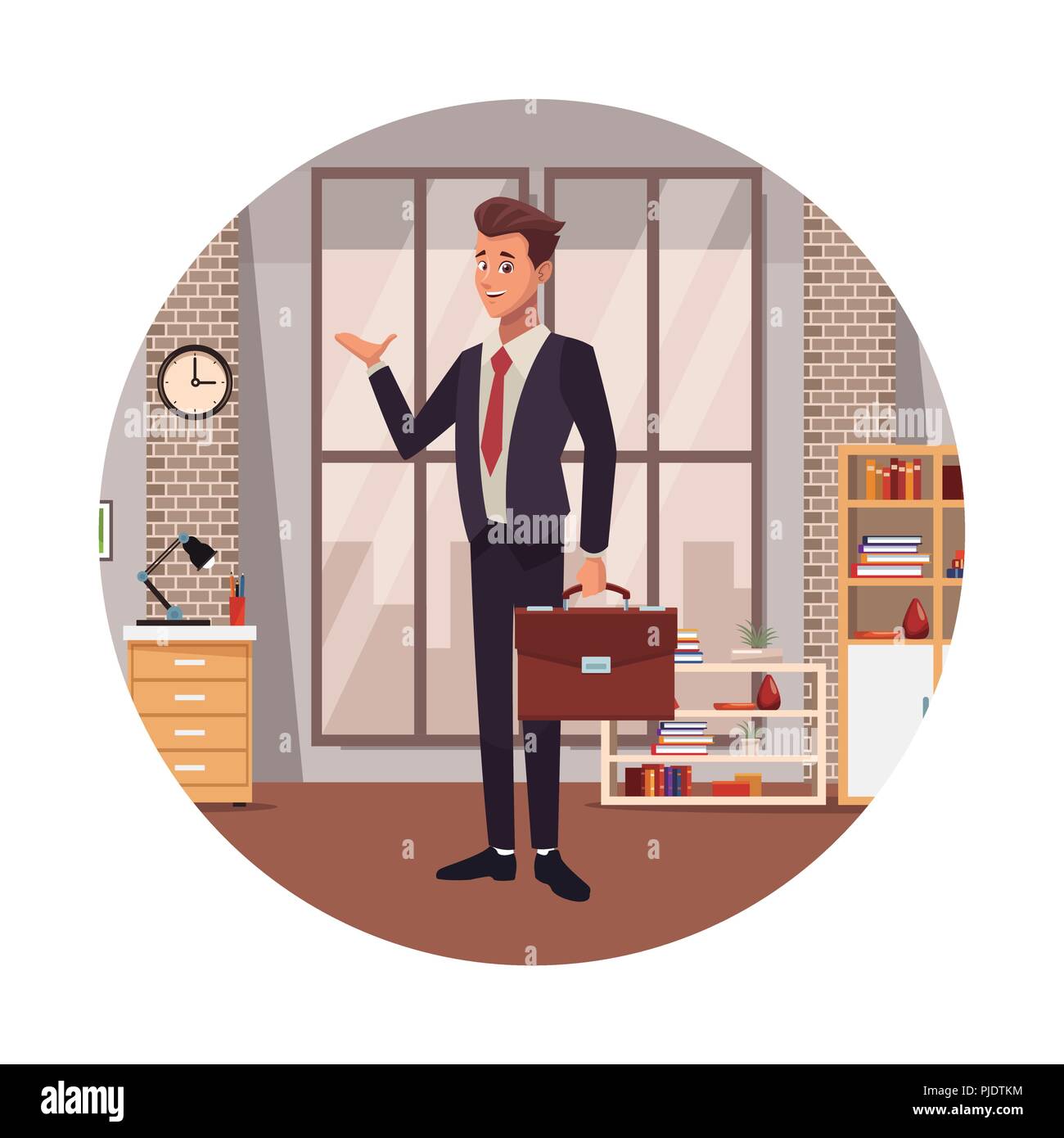 Businessman cartoon round icon Stock Vector Image & Art - Alamy