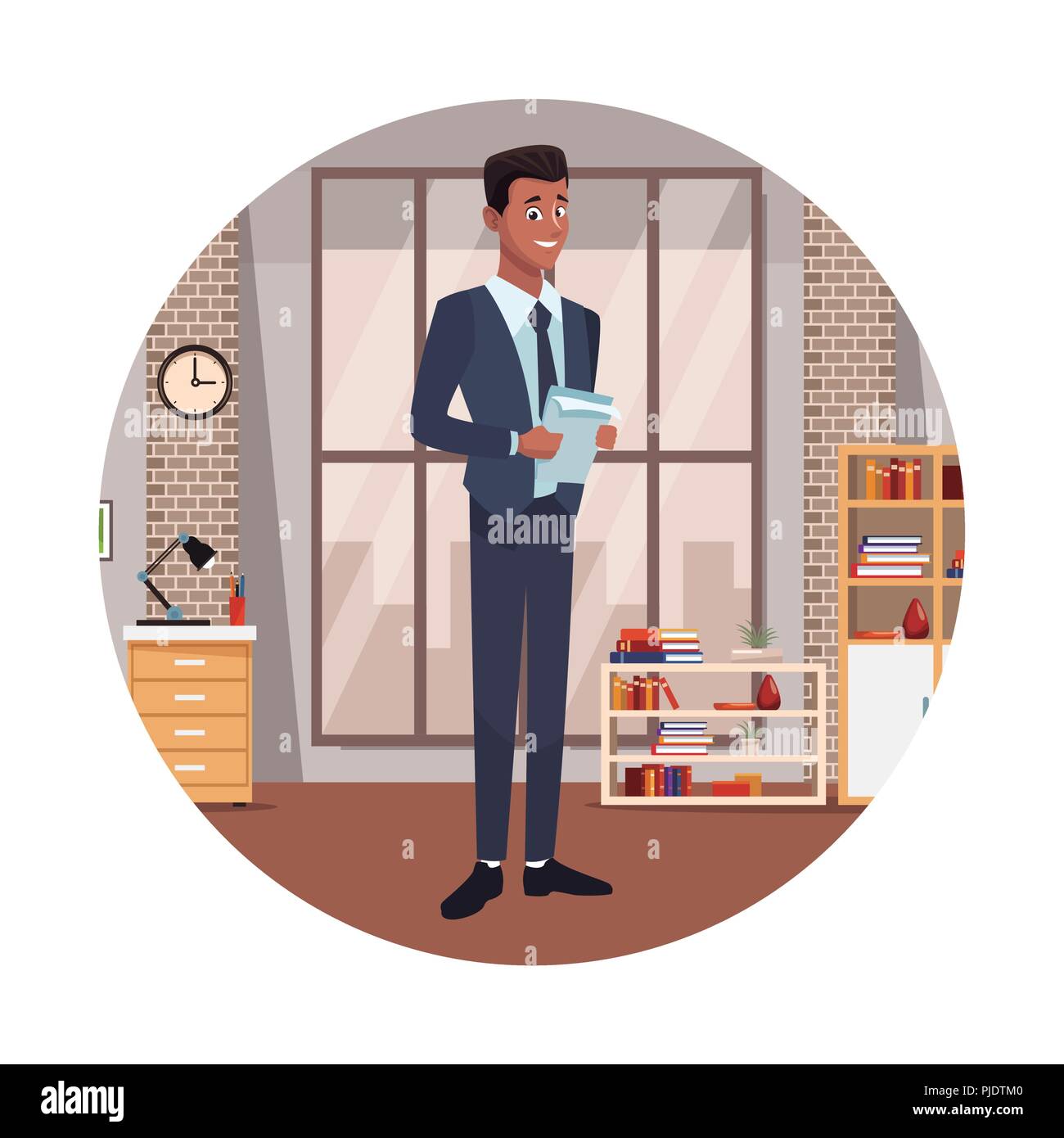 Modern wall clock cartoon Cut Out Stock Images & Pictures - Alamy