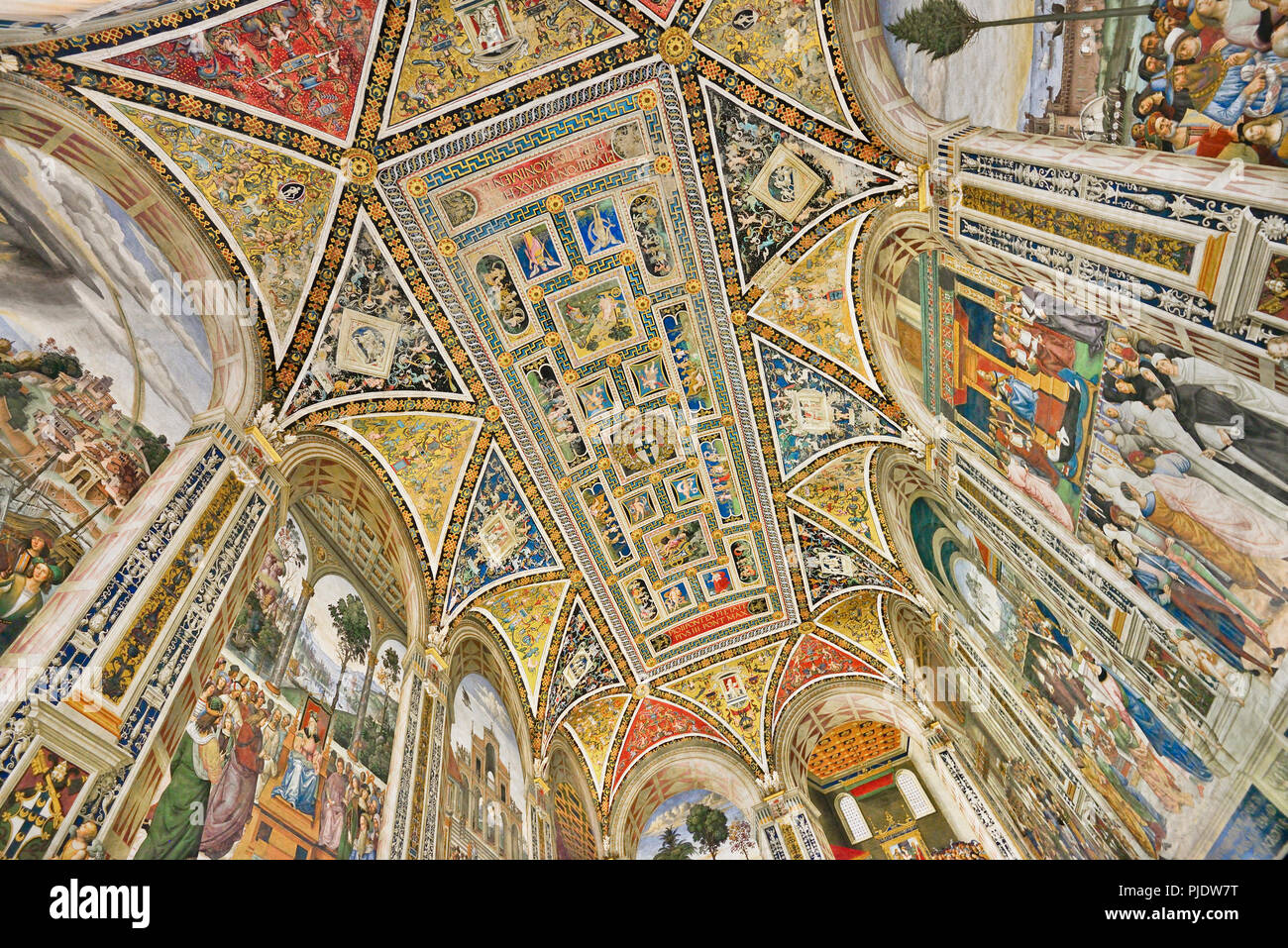 Italy, Tuscany, Siena, Siena Cathedral, The Piccolomini Library Stock ...