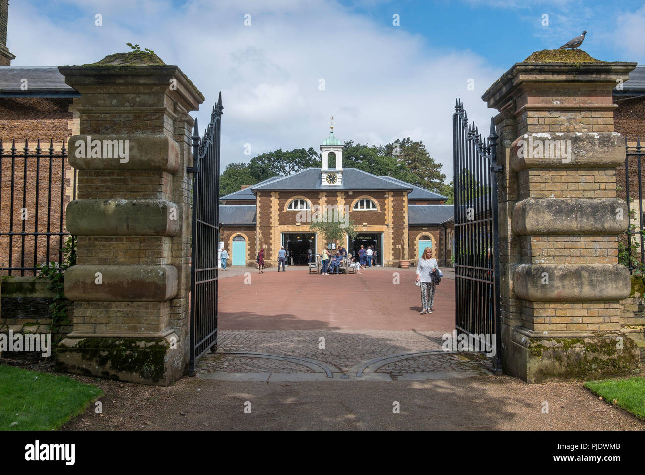 Entrance to the former stables now a museum and tea room at Sandringham ...