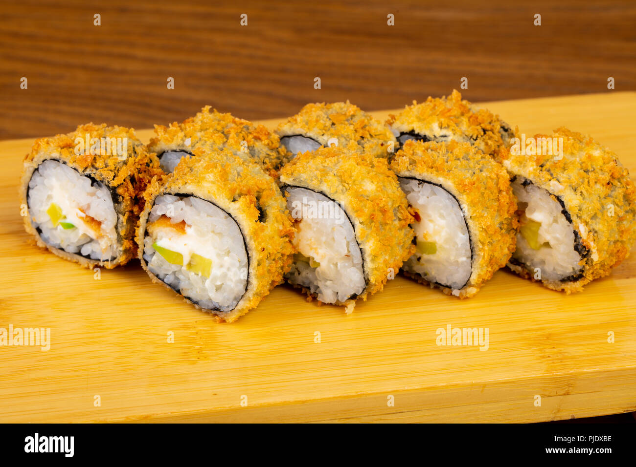 Delicious fried tempura rolls with eel Stock Photo - Alamy