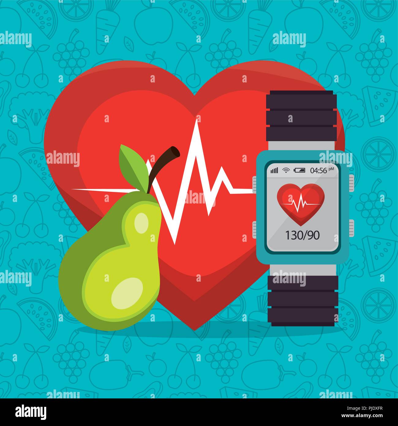 smartwatch with healthy lifestyle icons Stock Vector Image & Art - Alamy