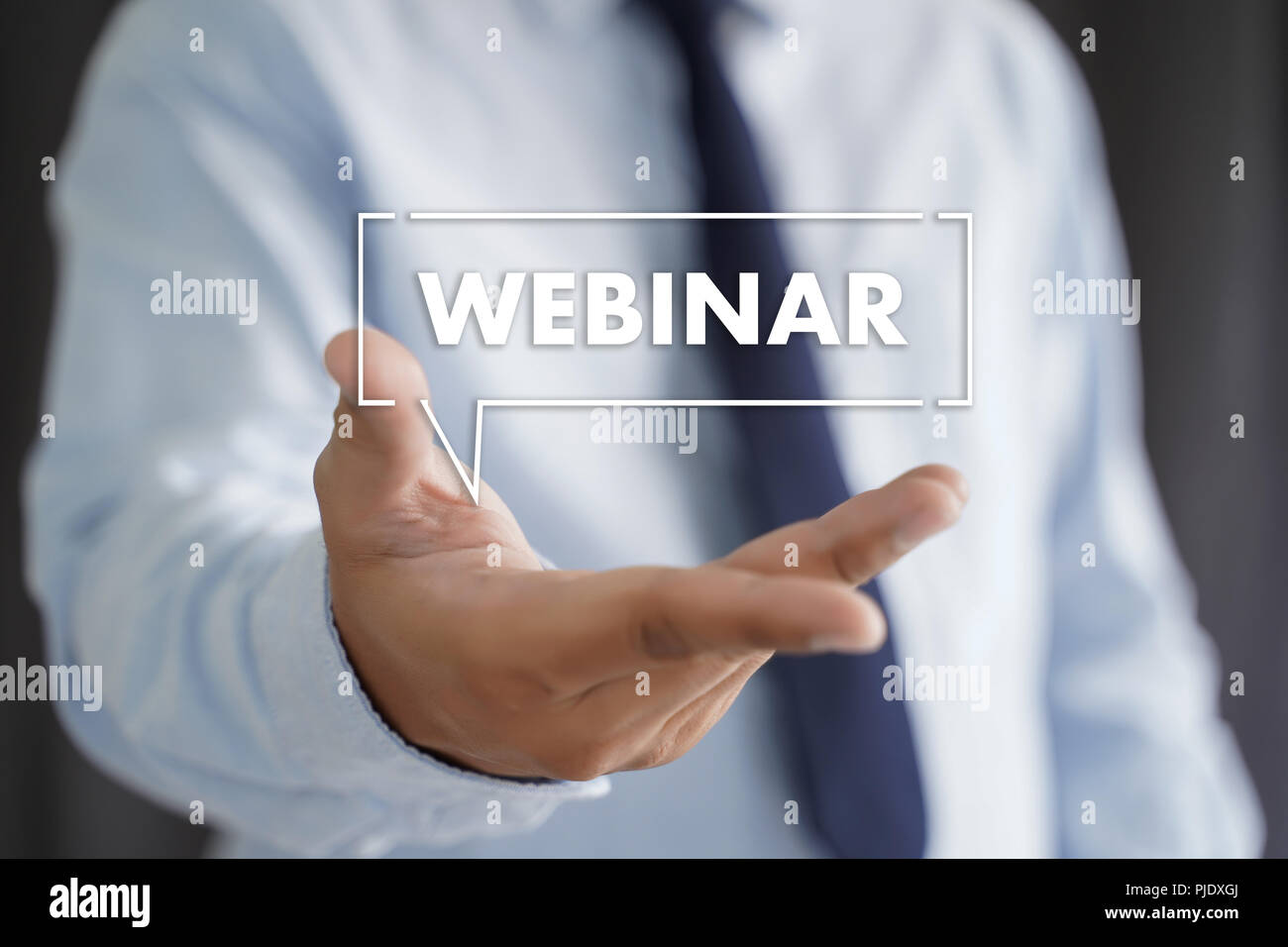 WEBINAR man hand on table Business, coffee, Split tone Stock Photo - Alamy