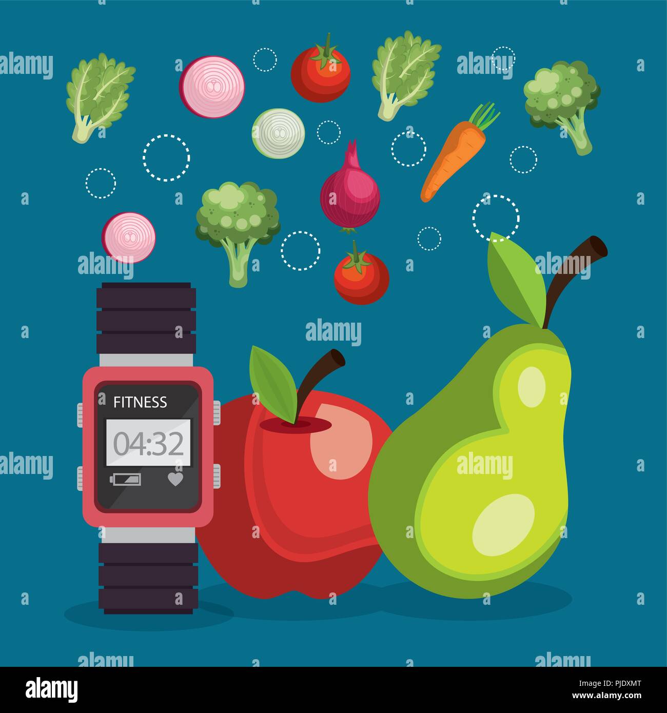 smartwatch with healthy lifestyle icons Stock Vector Image & Art - Alamy