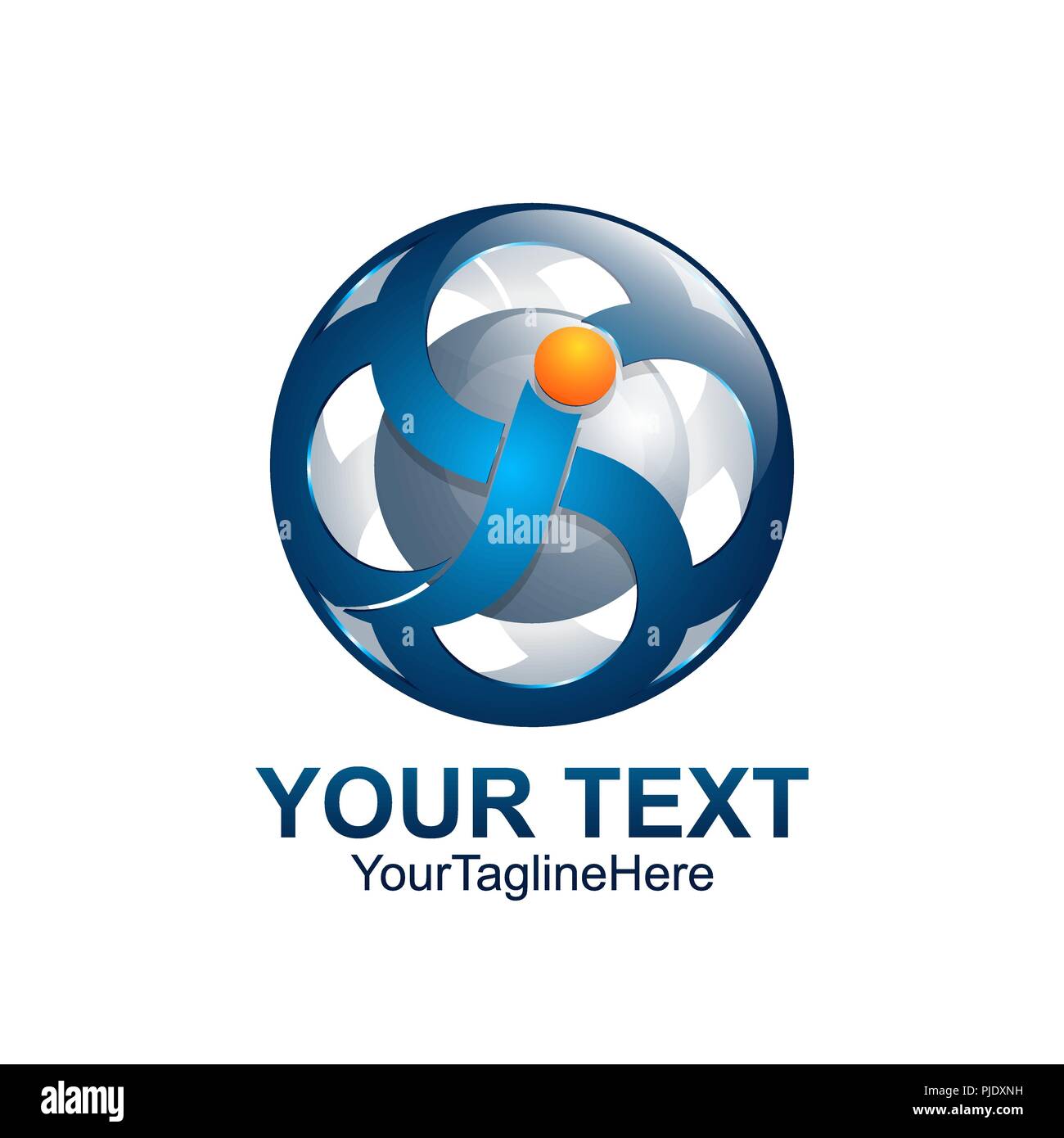 Initial letter i logo template colored blue circle rotation sphere ...