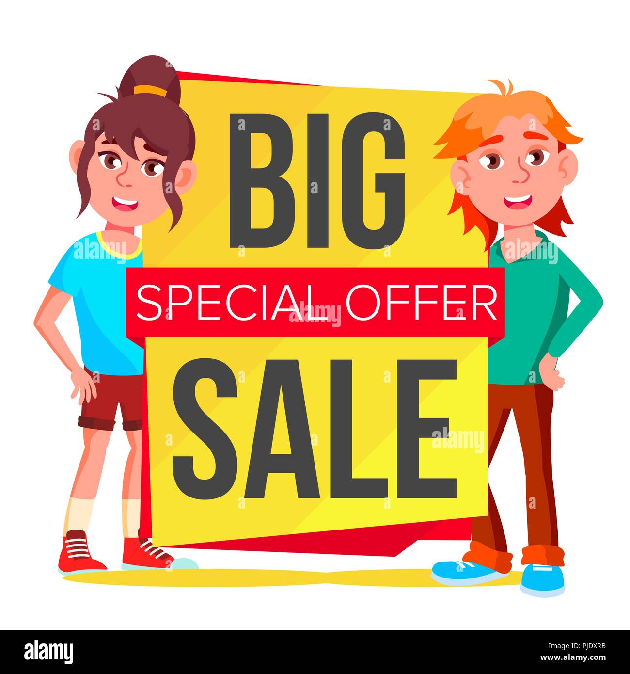 Big Sale Banner Vector. School Children, Pupil. Template Brochure ...