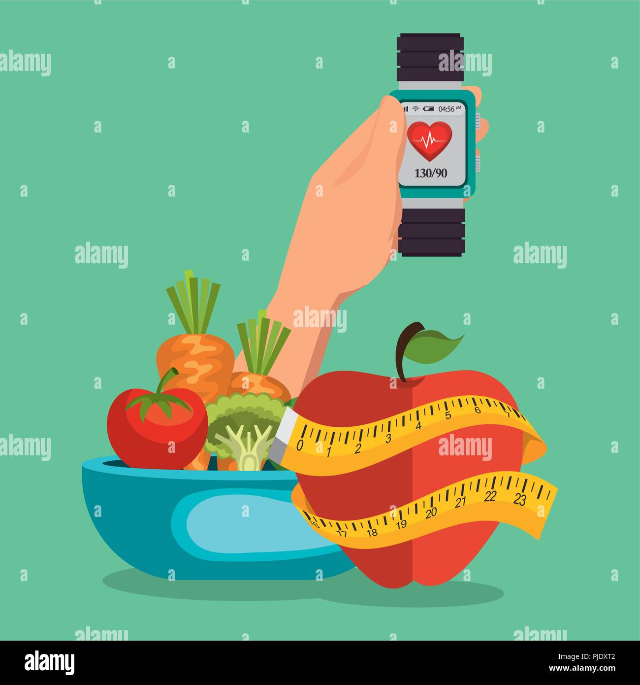 smartwatch with healthy lifestyle icons Stock Vector Image & Art - Alamy