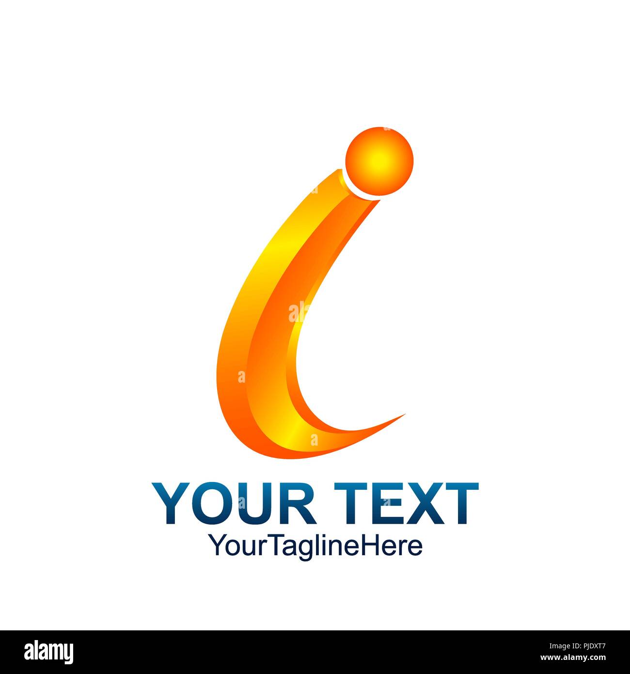 Initial letter i logo template colored orange swoosh design for business and company identity ...