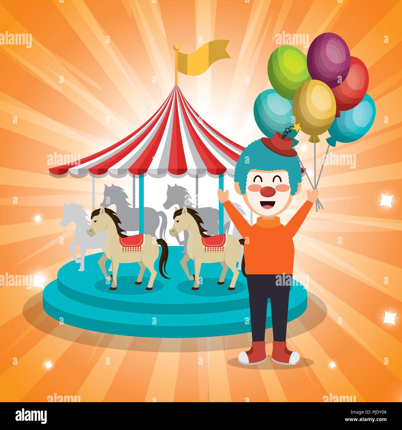 clown with carousel circus show Stock Vector Image & Art - Alamy