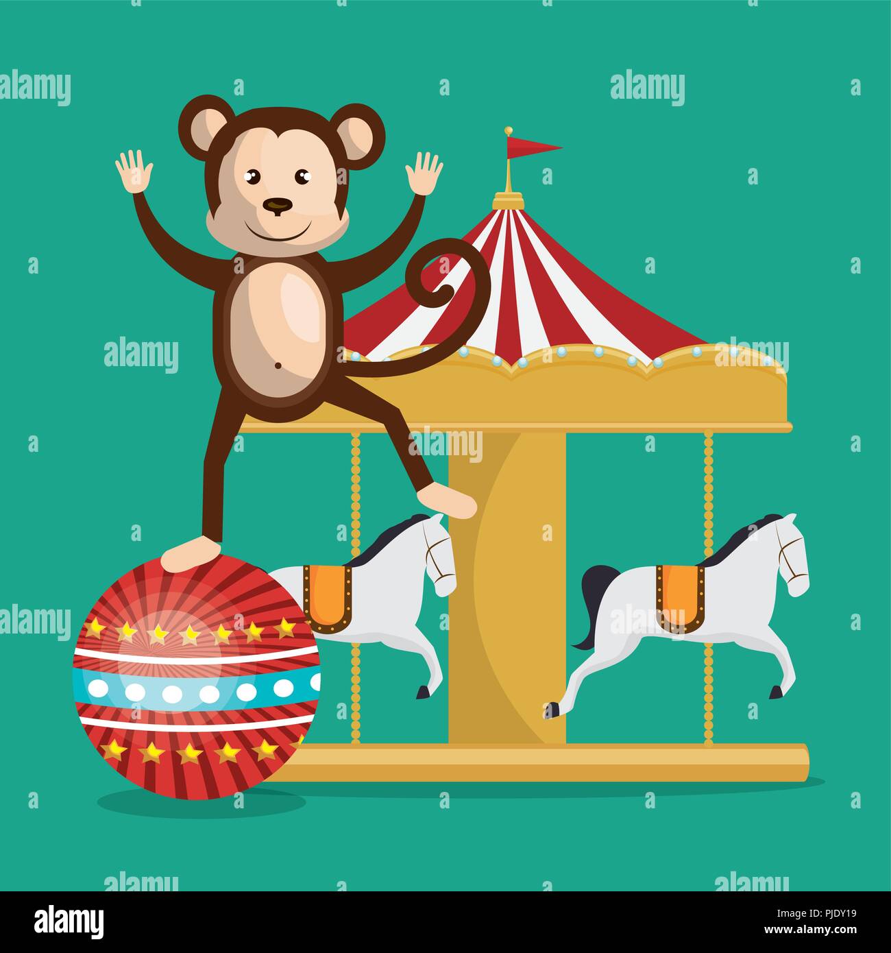 monkey and carousel circus show Stock Vector Image & Art - Alamy