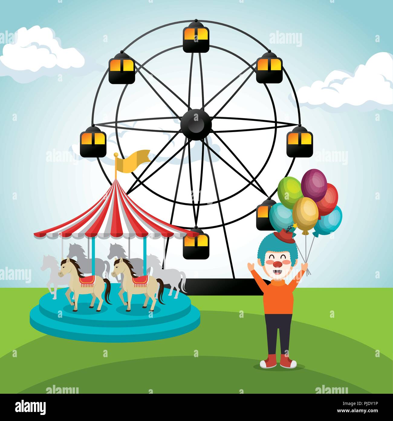 clown with carousel circus show Stock Vector Image & Art - Alamy