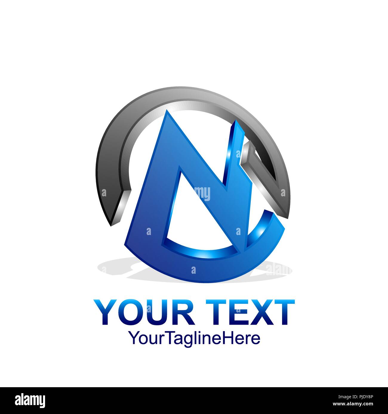 Initial letter N logo template colored grey blue cirlce design for ...