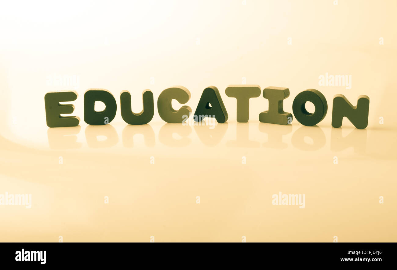 the word EDUCATION written with colorful letter blocks Stock Photo - Alamy