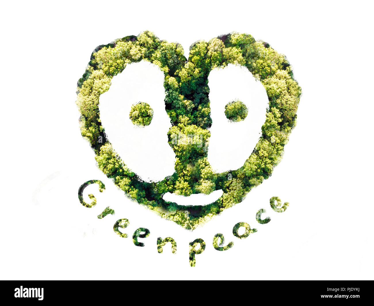 emblem of greenpeace, caricature of trees in the form of an emoticon ...