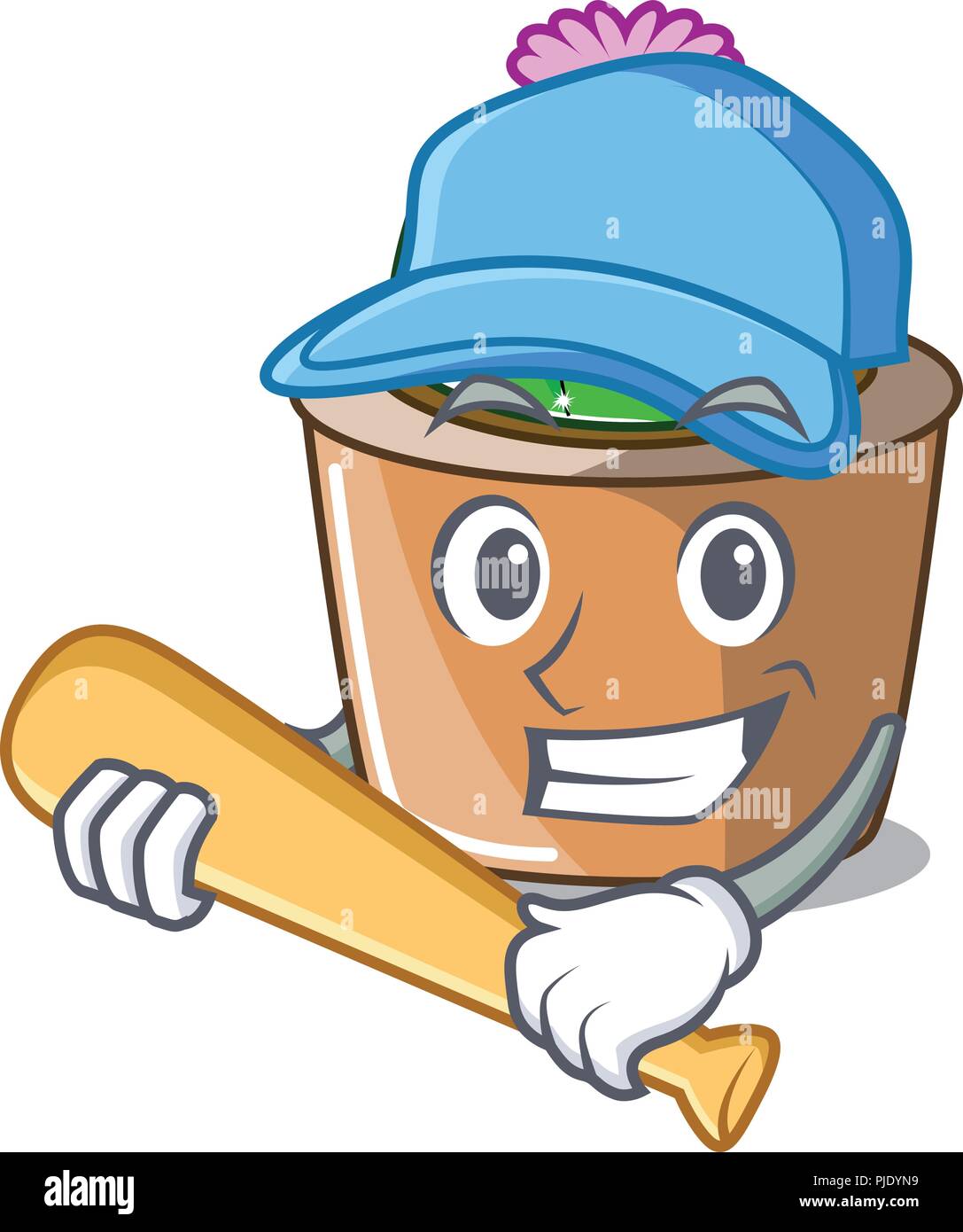 Playing baseball character cartoon flower of star cactus Stock Vector ...