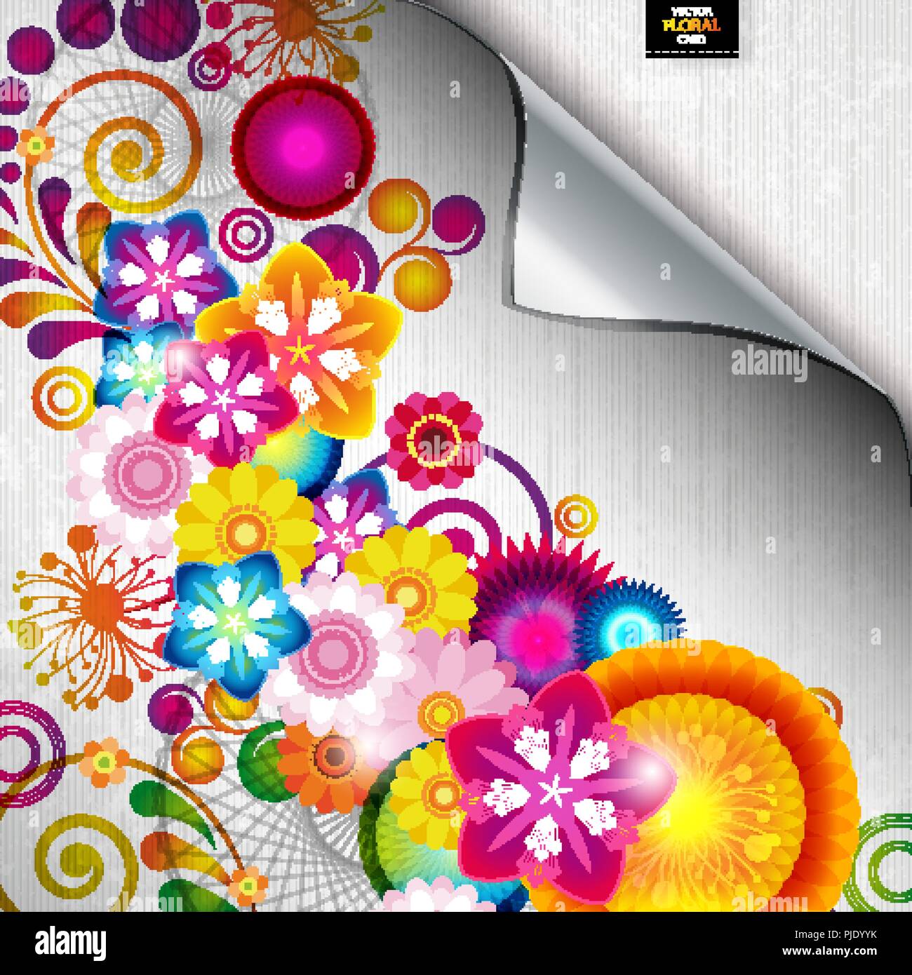 Torn floral background for gift design. Bright decor with abstract ...