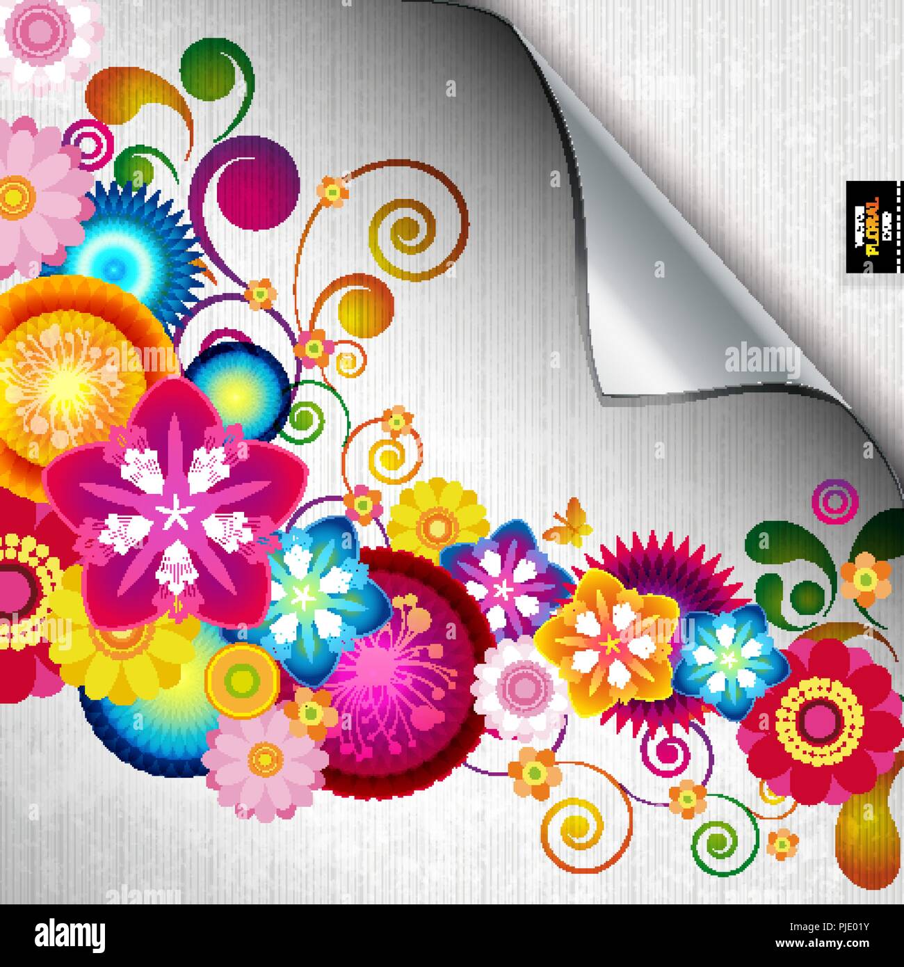 Torn floral background for gift design. Bright decor with abstract ...