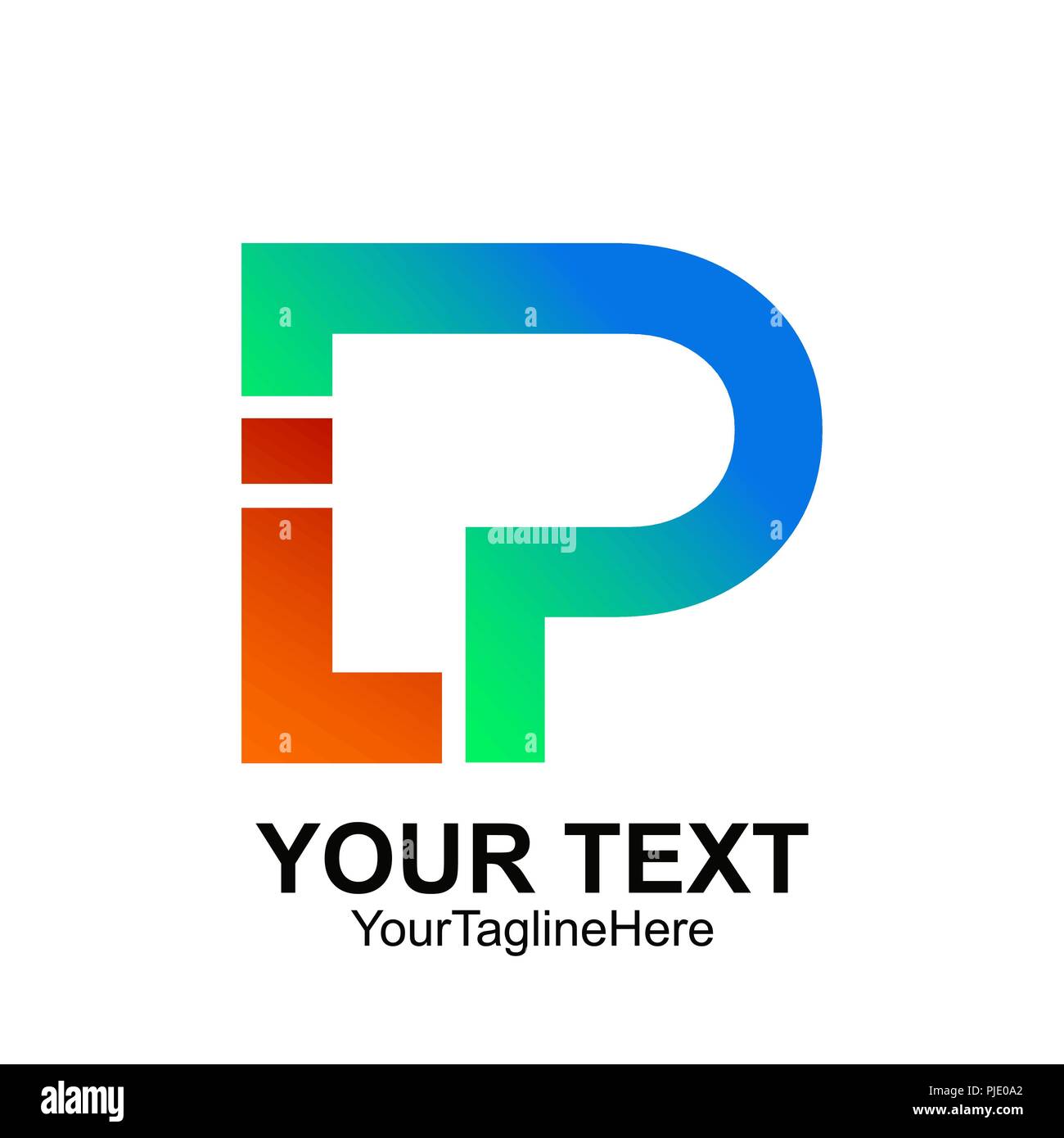 Initial letter PL or LP logo template colored orange blue design for ...