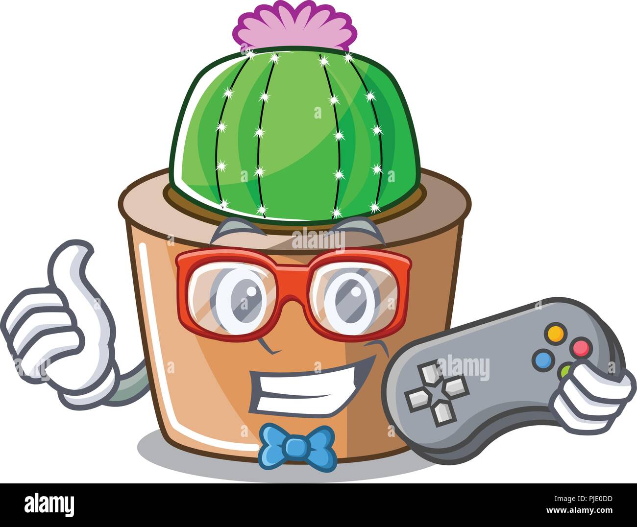 Gamer cartoon star cactus in flower pot Stock Vector Image & Art - Alamy