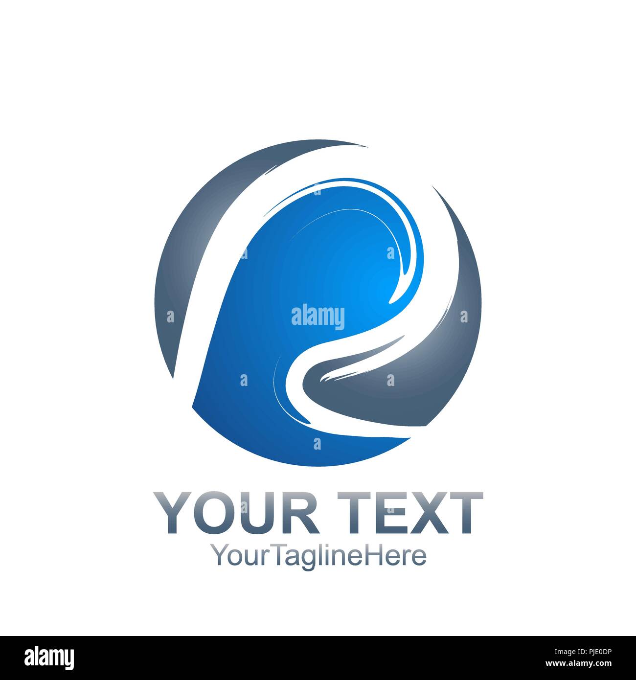 Initial letter R logo template colored blue circle swoosh design for ...