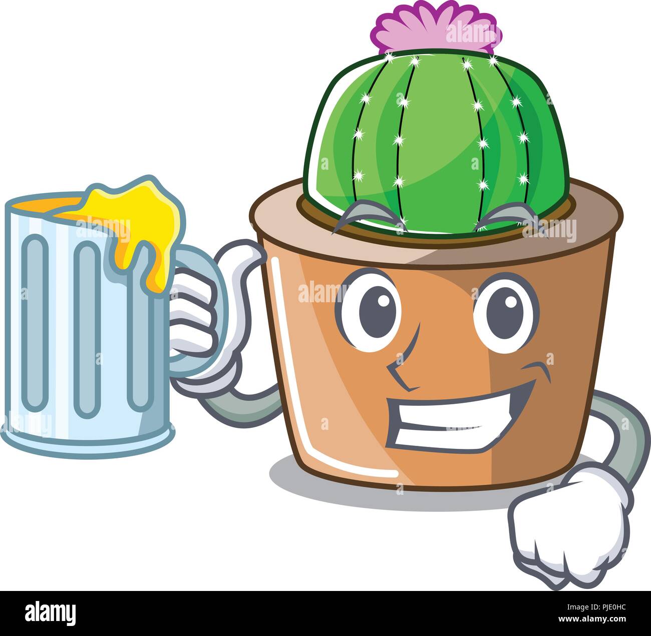 With juice cartoon star cactus in flower pot Stock Vector Image & Art ...
