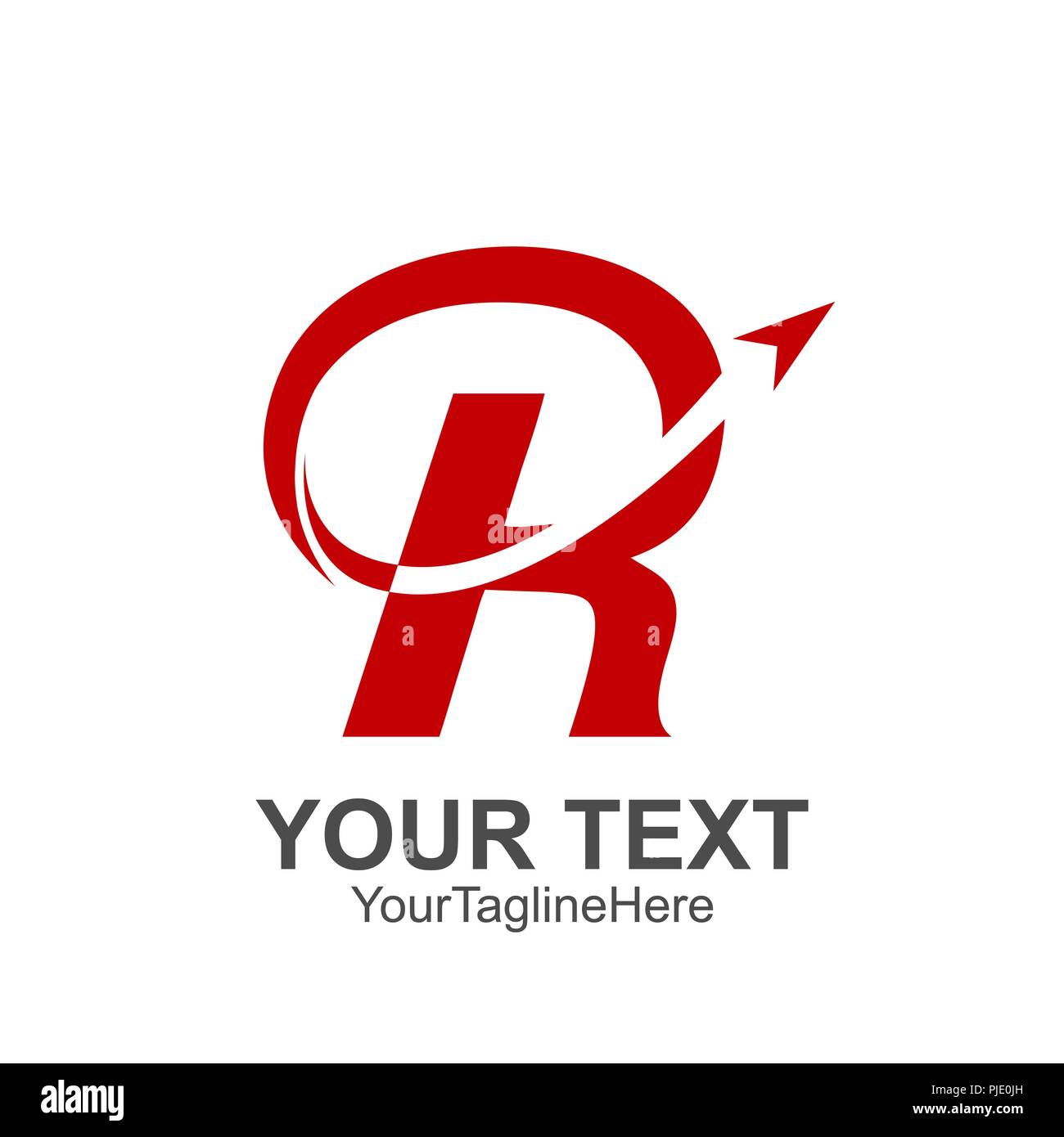 Initial letter R logo template colored red arrow up design for business ...