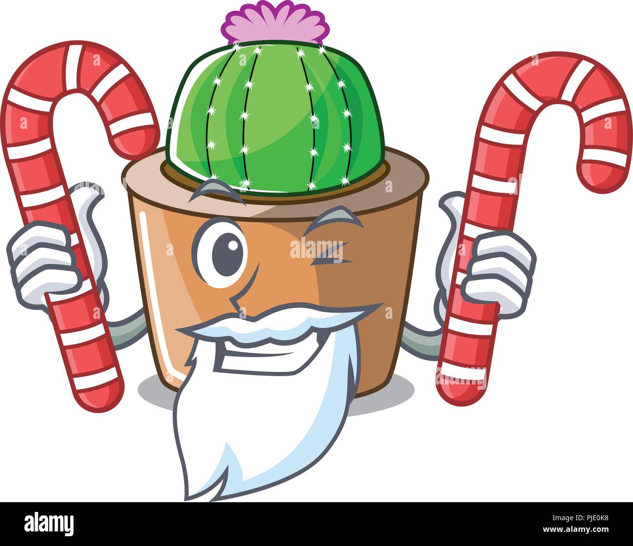 Santa with candy mascot star cactus decorate in the garden Stock Vector ...