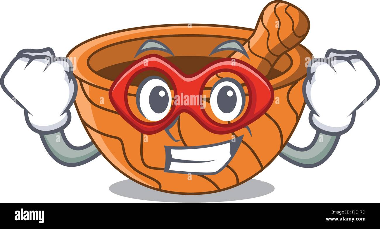 Super hero character cartoon wooden mortar and pestle Stock Vector ...