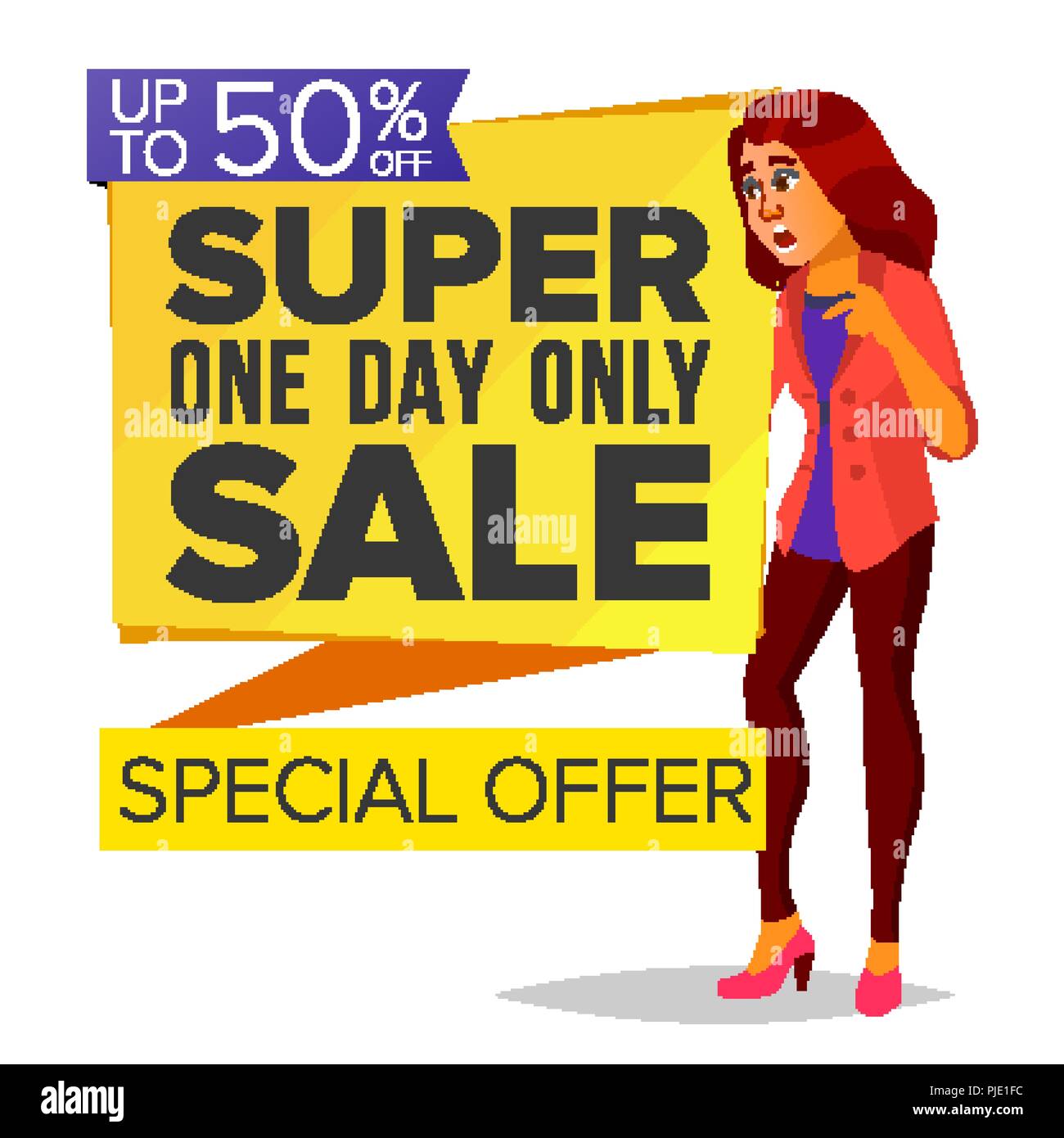 Shopping Woman Vector. Big Discount. Super Sale. Special Offer ...