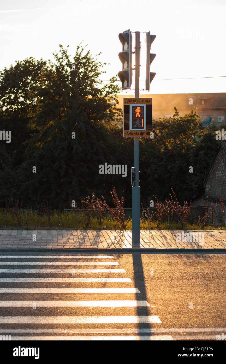 Red traffic lights and pedestrian crossing Stock Photo - Alamy