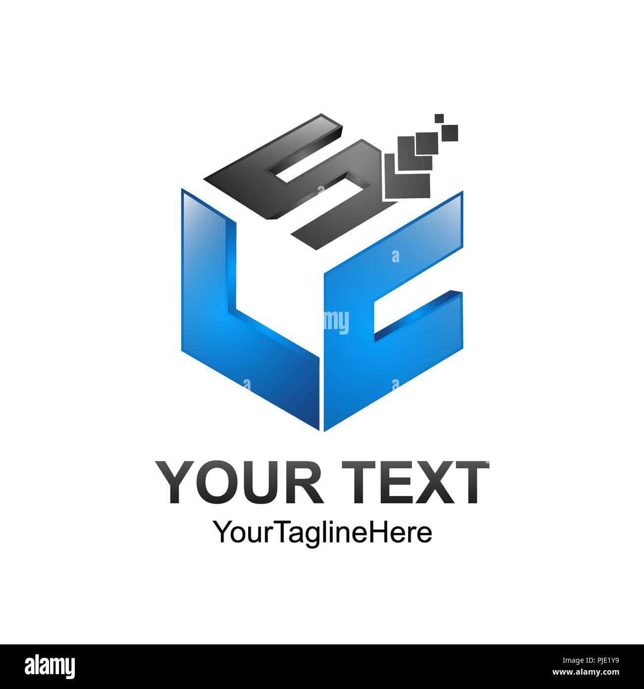 Cube pixel Letter SLC initial alphabet logo design template element ...