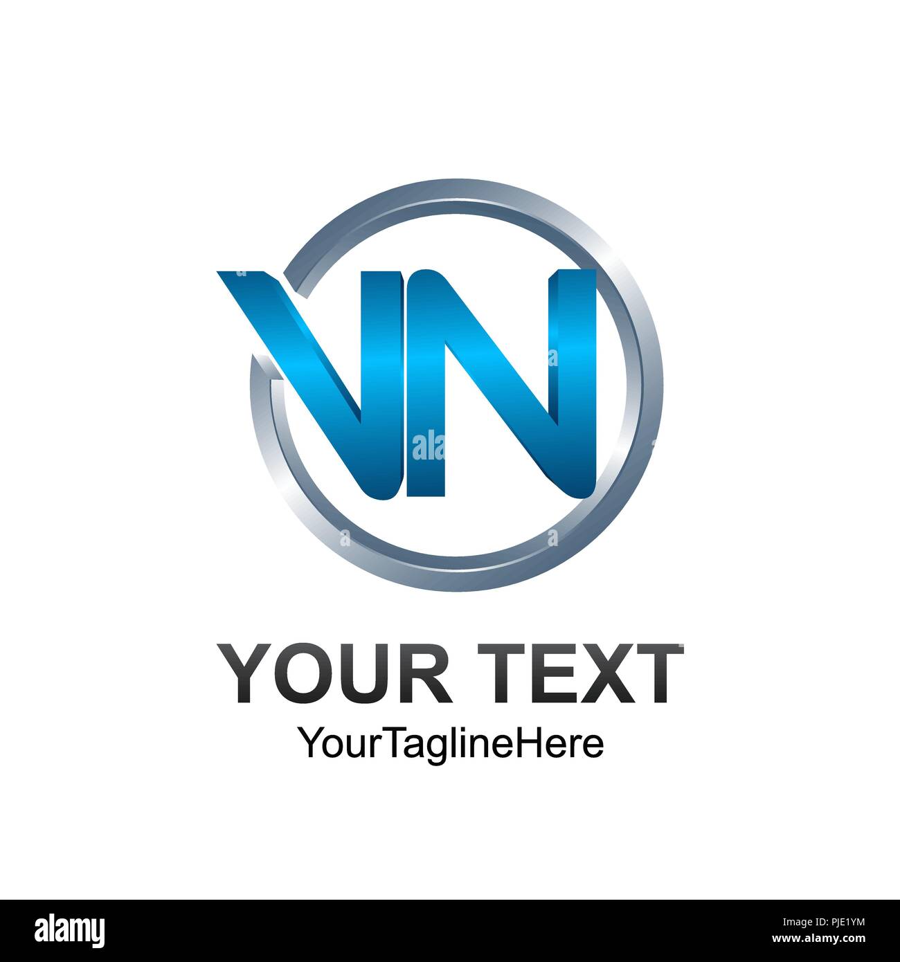3D Circle Letter VN initial alphabet logo design template element Stock ...