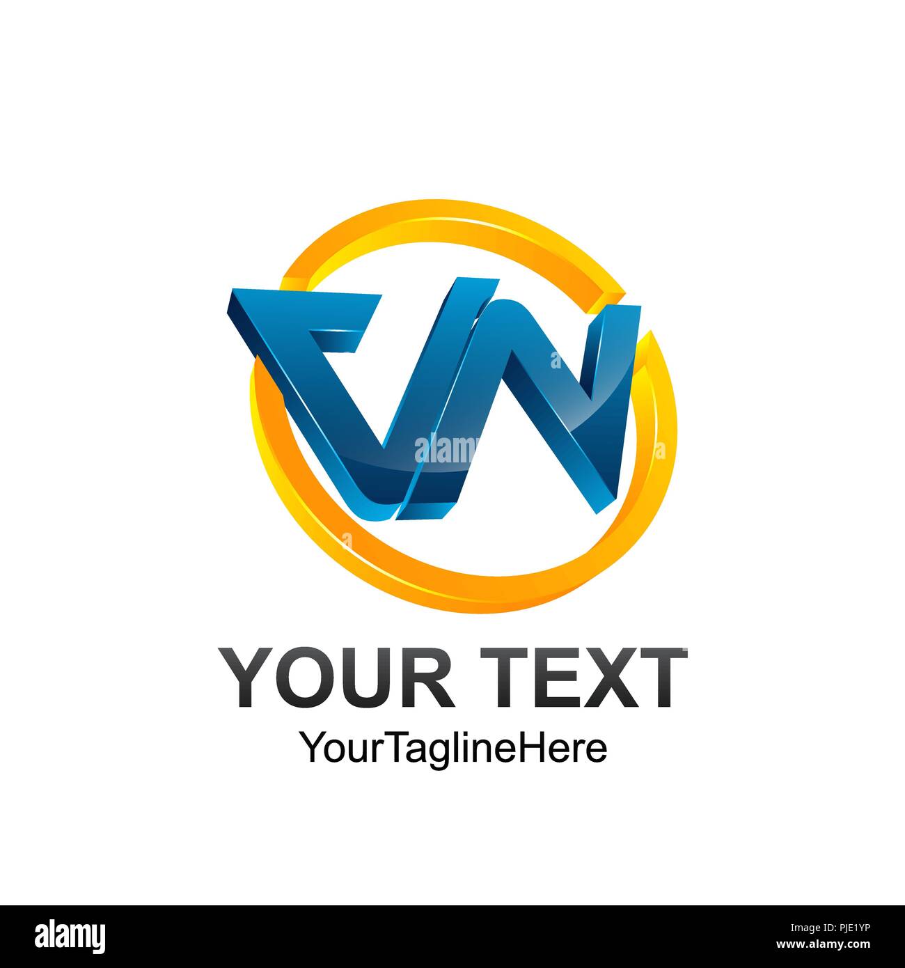 3D Circle Letter VN initial alphabet logo design template element Stock ...