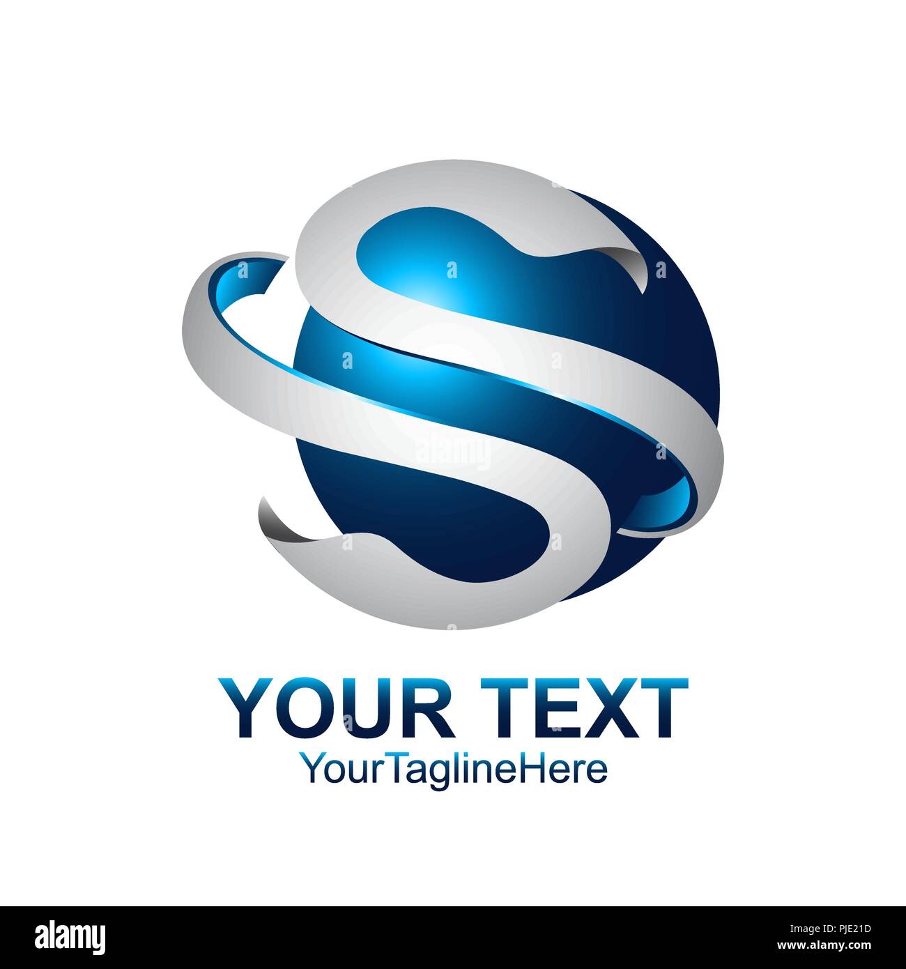 Letter S logo design template colored silver blue circle sphere design ...
