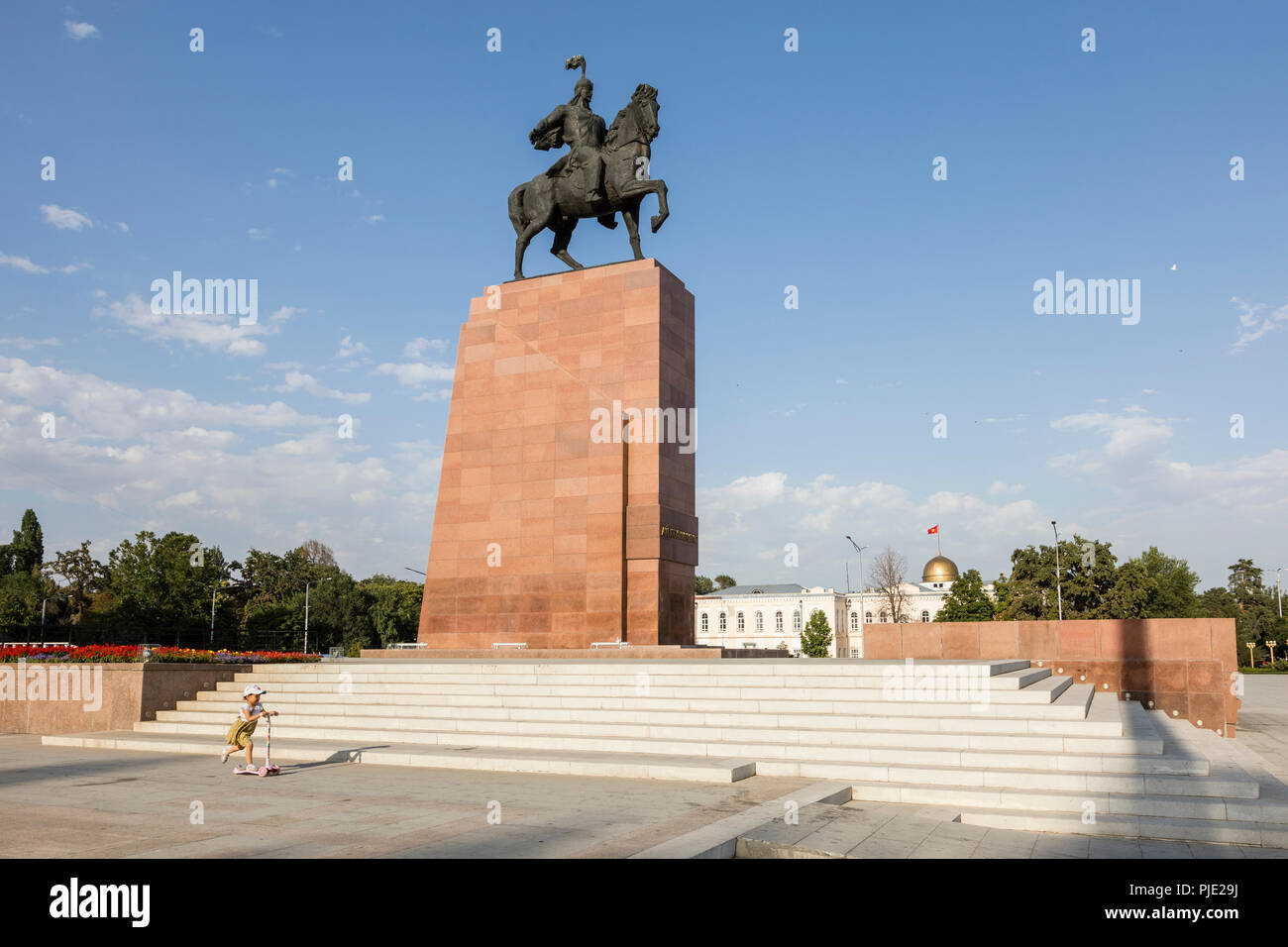 Bishkek, Kyrgyzstan August 9 2018: Monument for Manas, hero of ancient ...