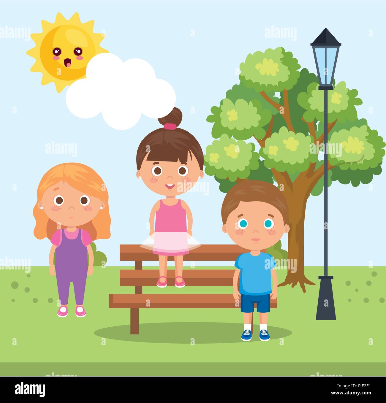 group of little kids in the park characters Stock Vector Image & Art ...