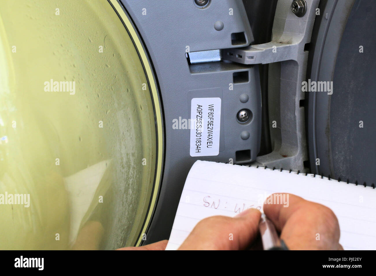 Writing down the manufacturer's serial and model numbers on the inside ...