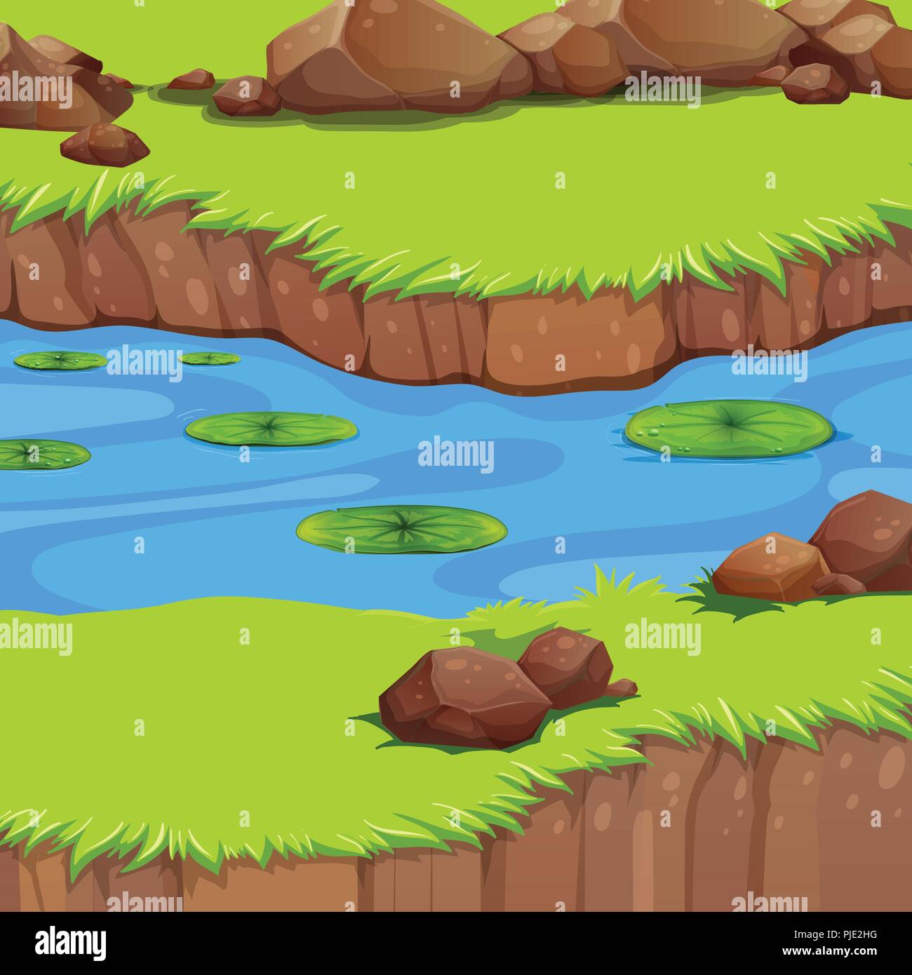 A flat river landscape illustration Stock Vector Image & Art - Alamy