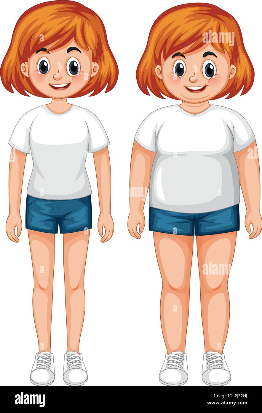 A slim and fat girl illustration Stock Vector Image & Art - Alamy