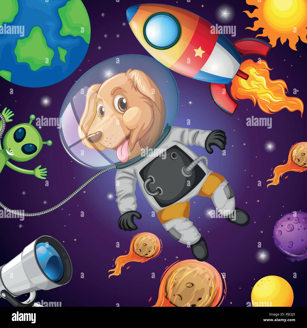 A dog in space illustration Stock Vector Image & Art - Alamy
