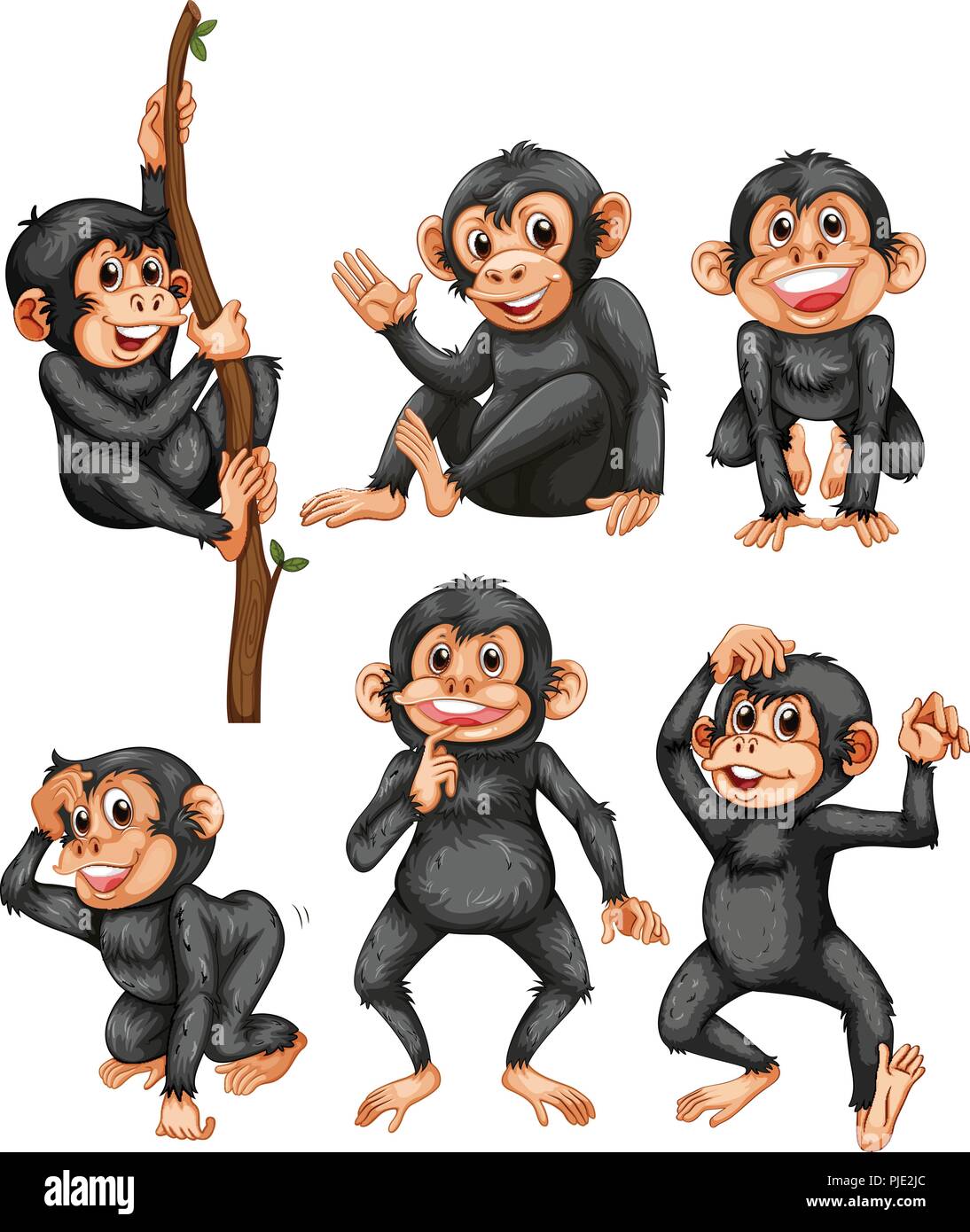 A set of ape on white background illustration Stock Vector Image & Art ...