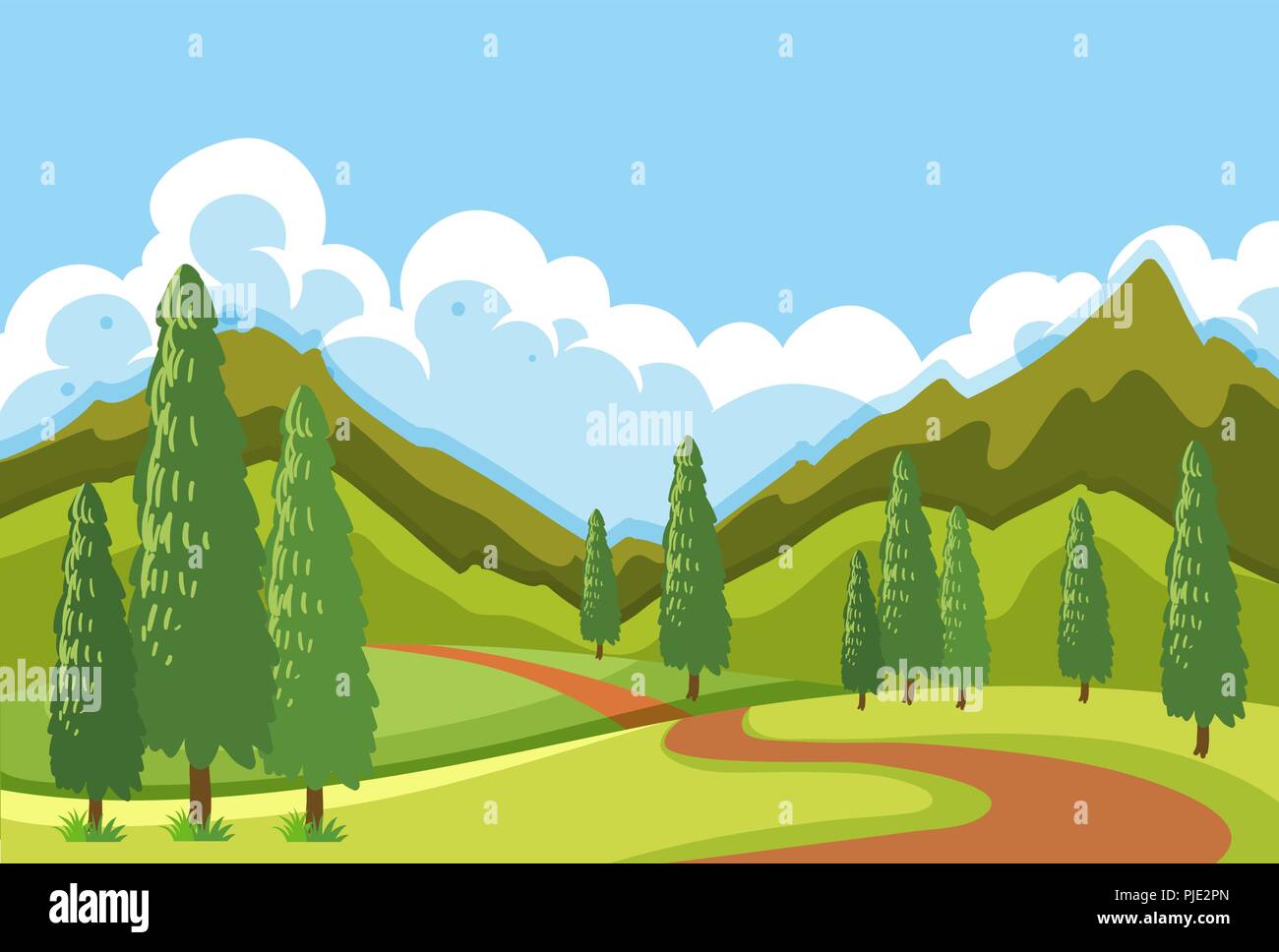 A flat mountain road landscape illustration Stock Vector Image & Art ...