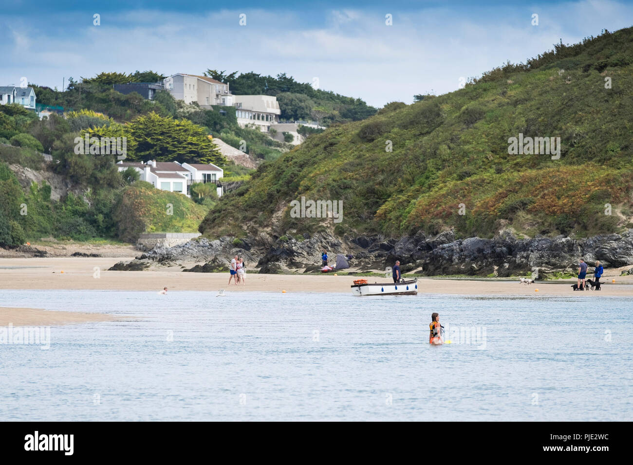 The Gannel river running through Crantock Beach in Newquay Cornwall ...