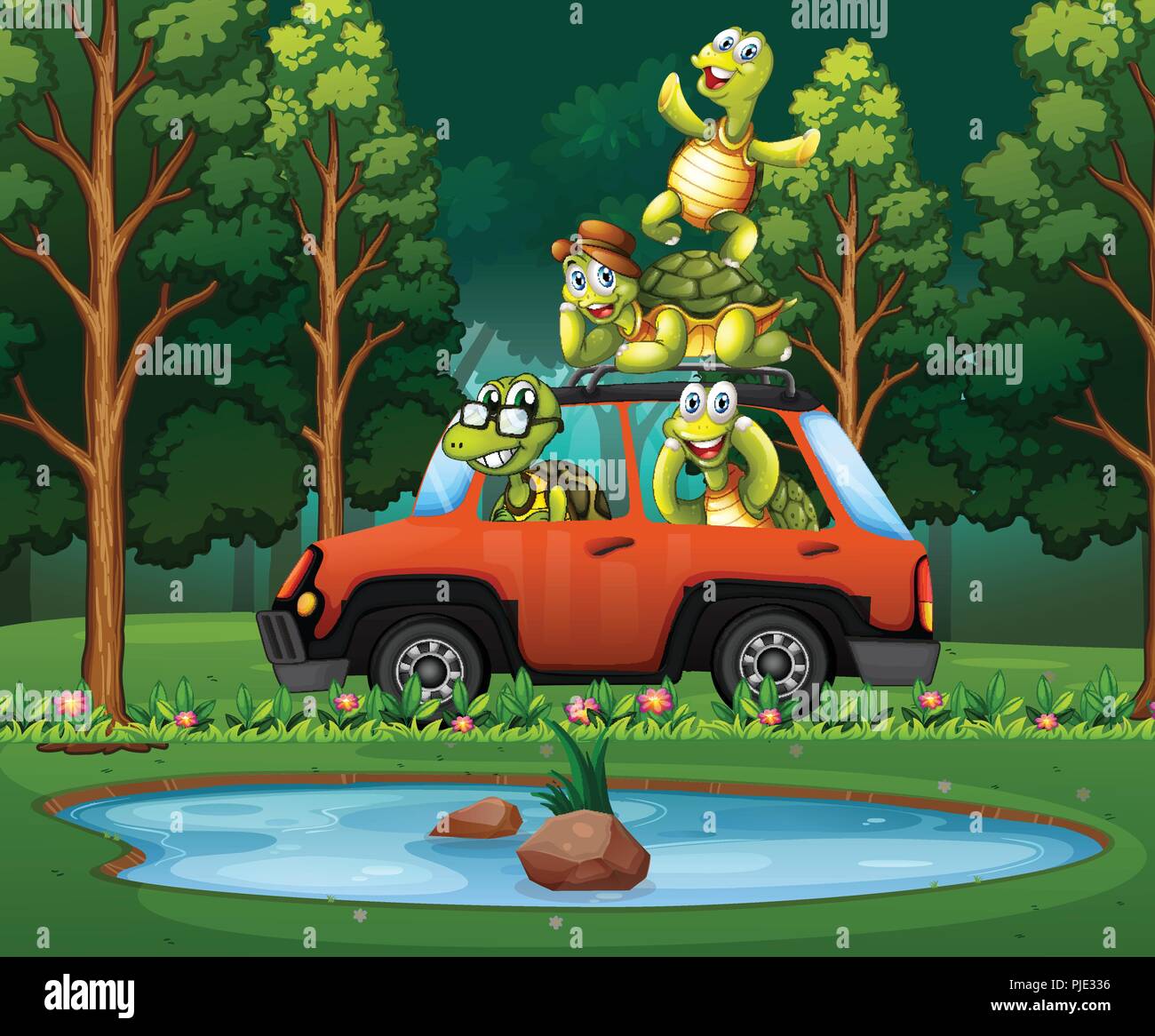 Turtle travel in nature illustration Stock Vector Image & Art - Alamy