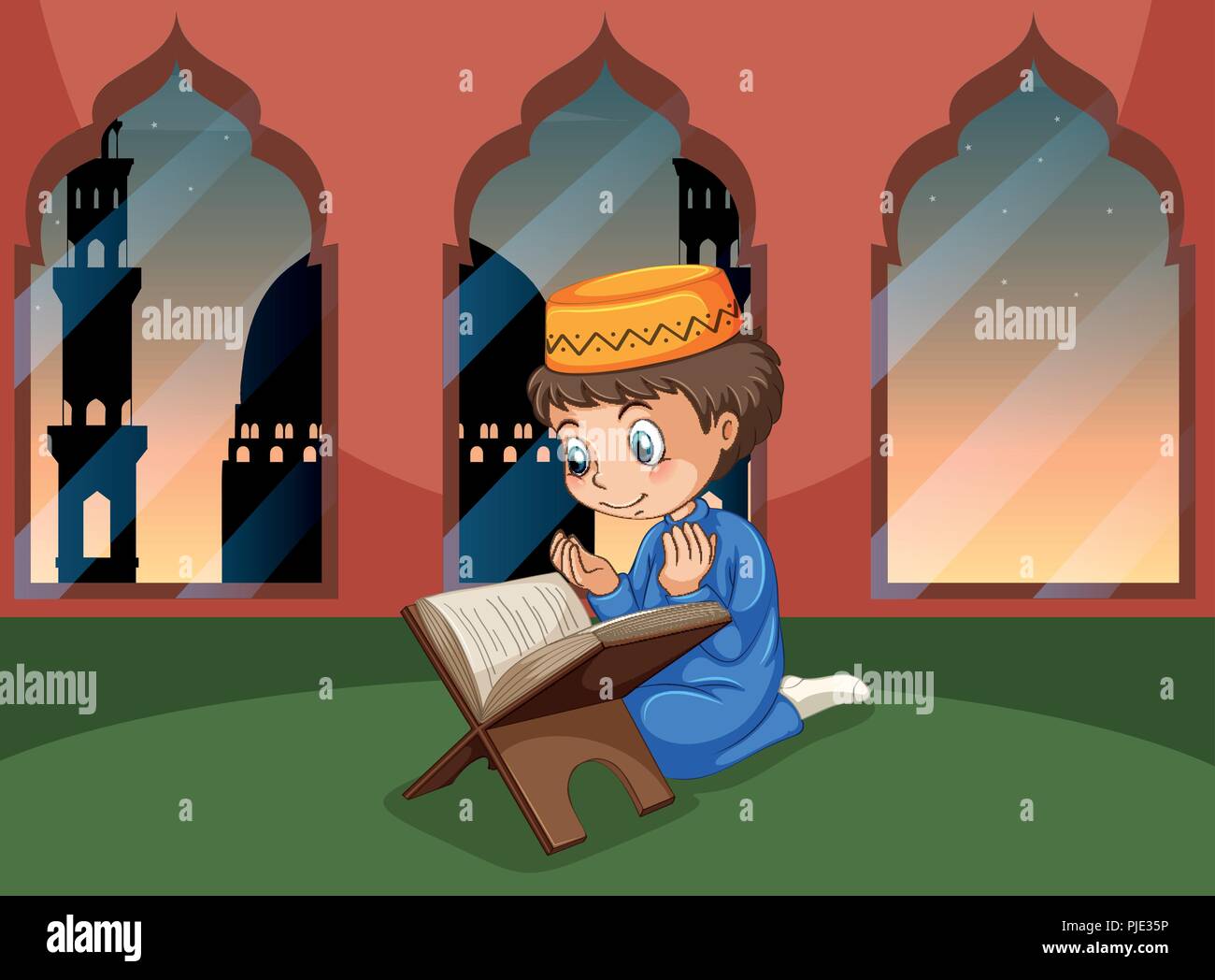 A muslim boy study at mosque illustration Stock Vector Image & Art - Alamy
