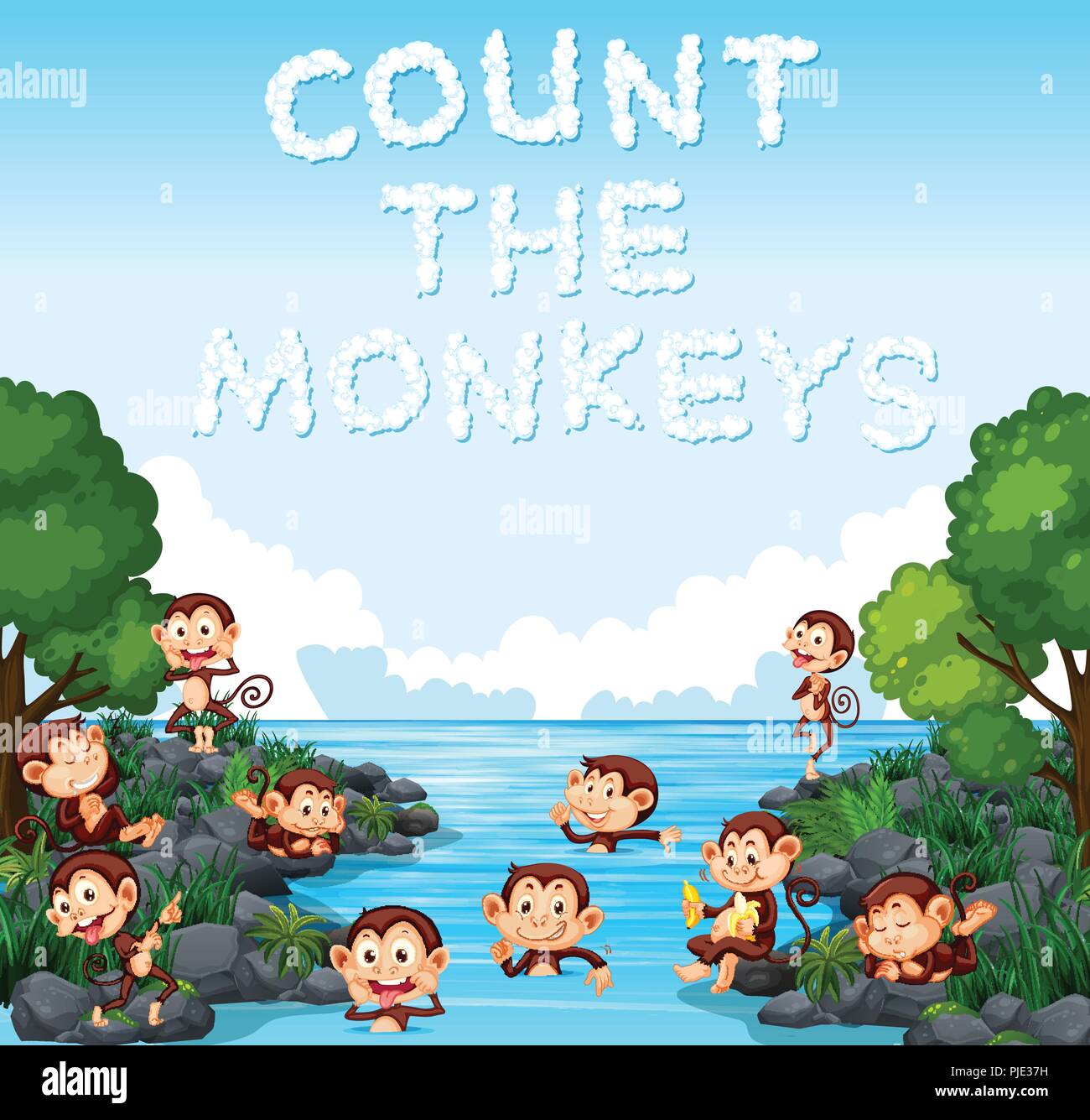 Count the monkey template illustration Stock Vector Image & Art - Alamy