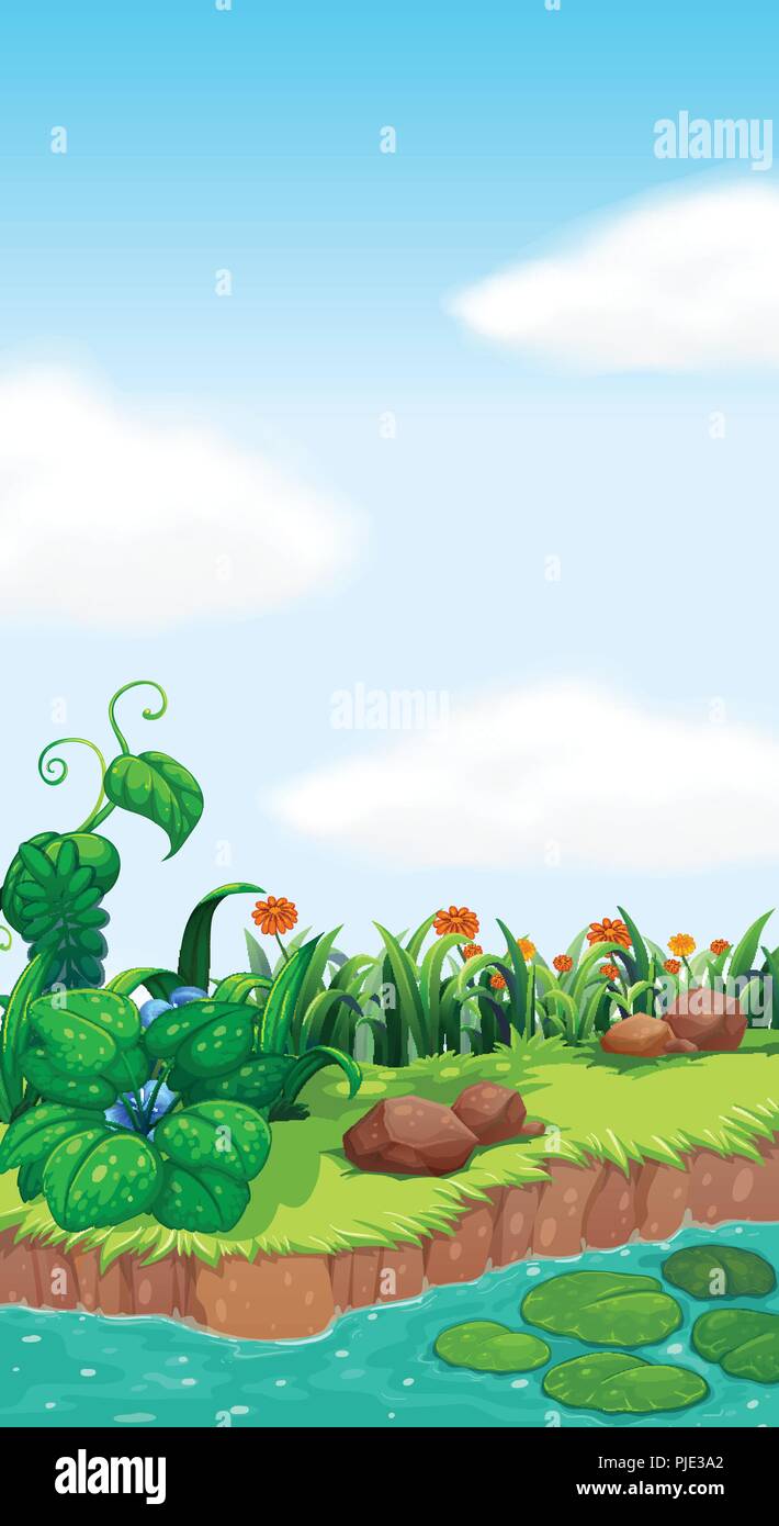 A beautiful river landscape illustration Stock Vector Image & Art - Alamy