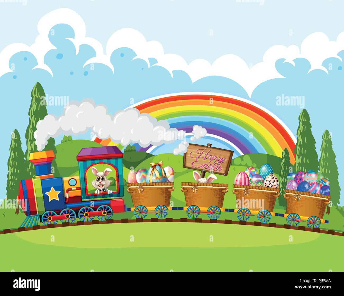 A bunny easter on the train illustration Stock Vector Image & Art - Alamy